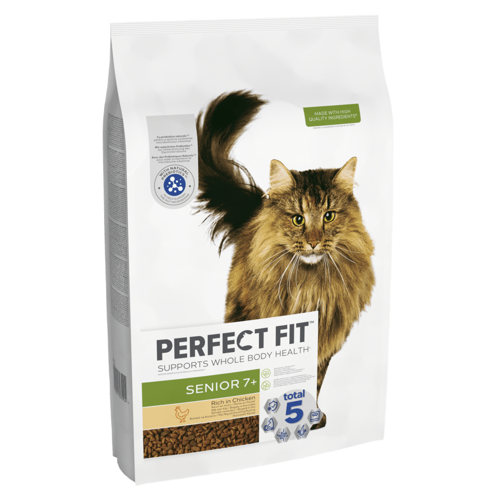 PERFECT FIT™ Senior 7+ Dry Cat Food Chicken 7kg, 2.8kg, 750g